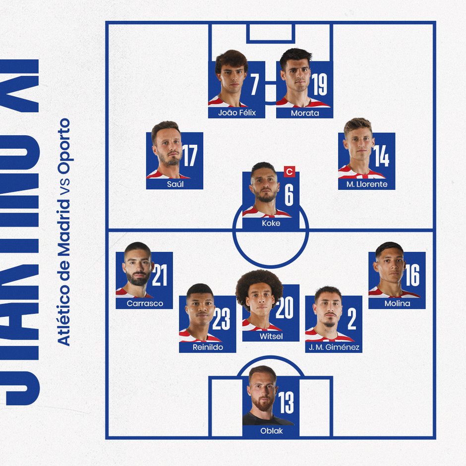 Here's our starting XI vs Porto - Club Atlético de Madrid · Web oficial