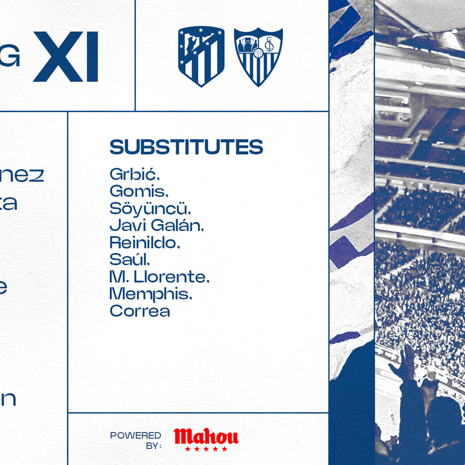 Here's our starting XI vs Sevilla - Club Atlético de Madrid · Web oficial