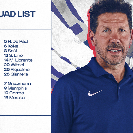 Lugo-Atleti squad list - Club Atlético de Madrid