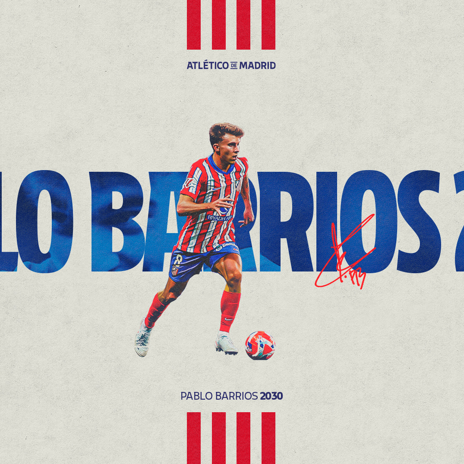 Pablo Barrios renews his contract until 2030 - Club Atlético de Madrid ...