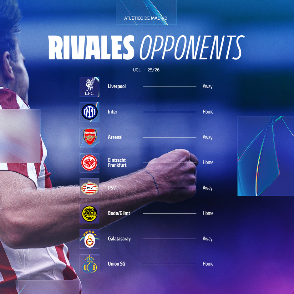 These are our UCL league phase opponents - Club Atlético de Madrid ...